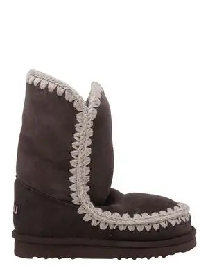 Mou Eskimo Suede Boots With Wool Stitching Coffee