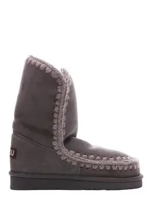 Mou Eskimo Suede Boots With Wool Stitching Grey
