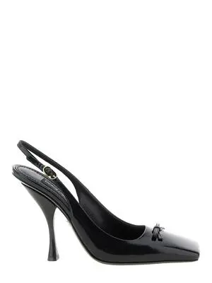 DOLCE & GABBANA Patent Leather Slingback Pumps With Square Toe And Bow