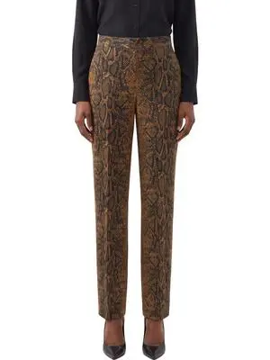 TWINSET High-waisted Skinny Trousers In Viscose With Python Print