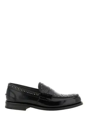 Church's Studded Brushed Calfskin Penny Loafers - Black