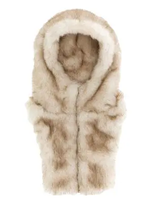 Herno Soft Faux Fur Scarf Collar With Concealed Closure - Beige