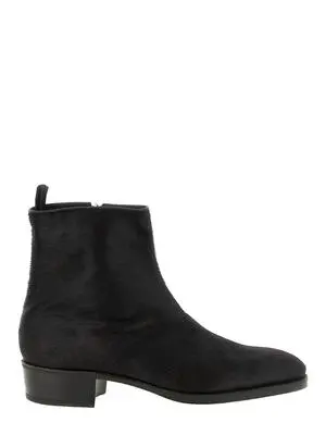 JOHN LOBB Pony-hair Leather Ankle Boots With Tapered Toe And Side Zip