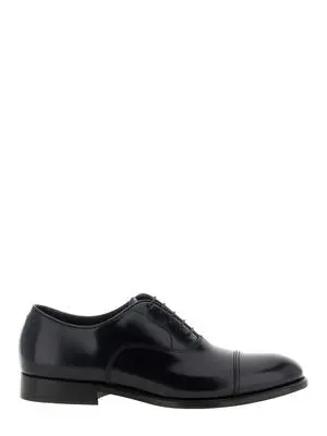 DOUCAL'S Round-toe Oxford Lace-up Shoes In Lamb Leather - Black