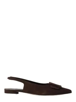 MANOLO BLAHNIK Maylura Suede Slingback Ballet Flats With Buckle