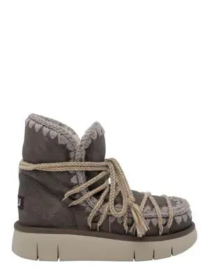 Mou Eskimo Bounce Suede Ankle Boots With Contrast Stitching - Grey