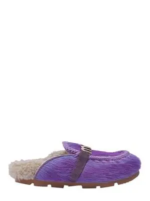 Mou Winter Bio Pony Hair Mules With A Shearling Lining And Metal Logo - Violet