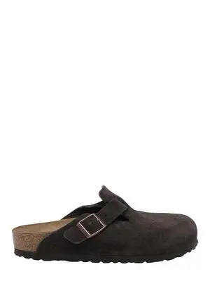 BIRKENSTOCK Boston Suede Mules With An Adjustable Strap Brown