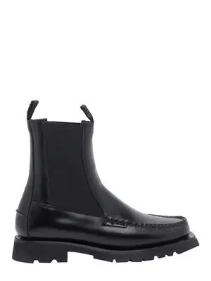Hereu Alda Sport Leather Chelsea Boots With Lug Sole - Black