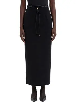 Agnona High-waisted Wool Midi Pencil Skirt With Adjustable Belt - Black
