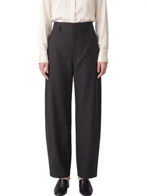 LEMAIRE High-waisted Wide-leg Cotton Pants - Brown
