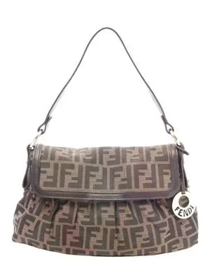 Fendi 2000-2010 Small Zucca Canvas Chef Flap Shoulder Bag - Brown