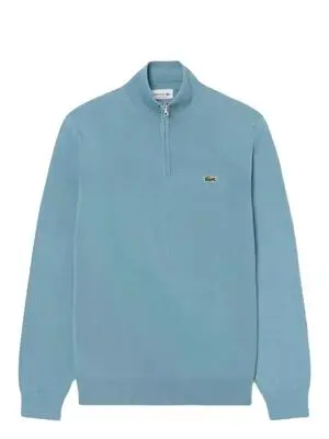 Lacoste Zipped High-neck Cotton Sweater - Blue