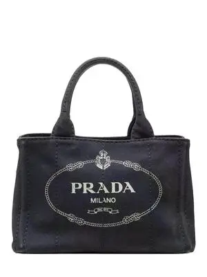 Prada 2000-2013 Small Canvas Canapa Logo Tote Satchel - Blue
