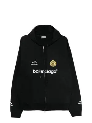Balenciaga Soccer Logo-print Hoodie - Black