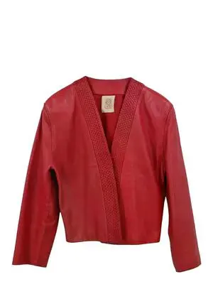 LOEWE Woven-trim Leather Jacket