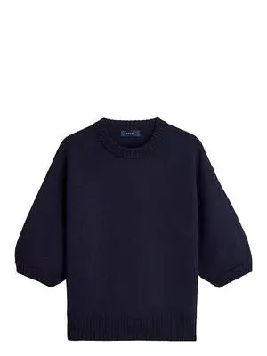 Soeur Lise Short-sleeve Merino-wool Jumper - Navy
