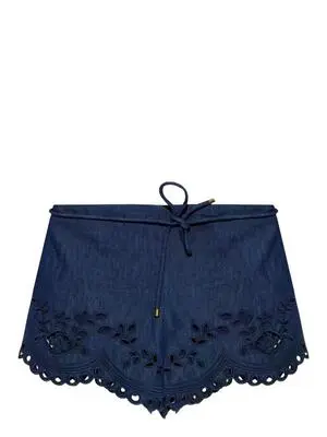 Zimmermann Broderie-anglaise Scalloped-hem Shorts - Blue