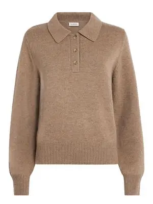 Almada Label Wool-cashmere Polo Sweater - Brown