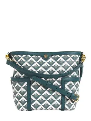 Harrods Coated Canvas Geometric Bucket Bag - Green