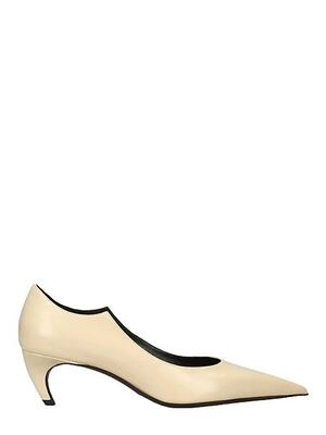 Khaite Valerie 55 Leather Heeled Courts - Cream