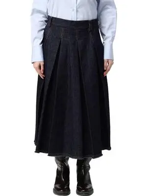 TELA High-waisted Cotton Denim Full Midi Skirt - Blue