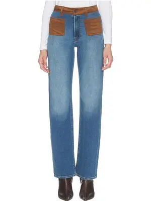 Good American Soft Tech Good True Straight Jeans - Blue