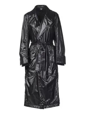 TESSITURA BODY COUTURE Belted Waterproof Trench Coat - Black