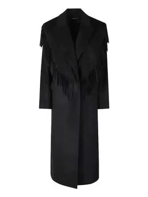 Federica Tosi Fringe-detail Detachable-cape Coat - Grey