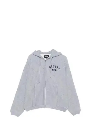 StÜssy Logo-print Zip-up Hoodie - Grey