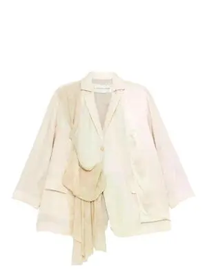 A TENTATIVE ATELIER Knot-detail Jacquarded Blazer - Neutrals