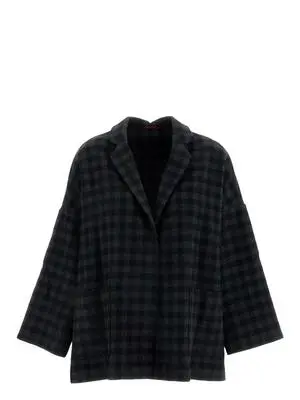 DANIELA GREGIS Gladiolo Check Wool Jacket - Grey