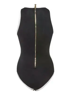 BALMAIN Logo-intarsia Zip-up Bodysuit