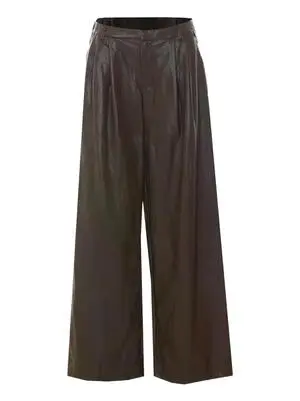 ELEH Pleated Wide-leg Trousers - Brown