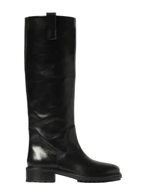 AeydĒ Henry Smooth Leather Knee-high Boots With Lug Sole - Black