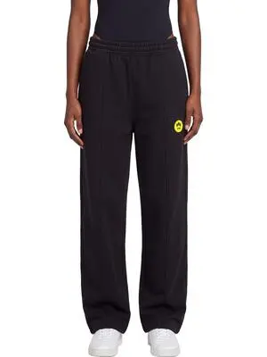 BARROW Wide-leg Cotton Jogging Pants With Elasticated Mid-rise Waist - Black