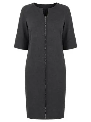 CONQUISTA Embellished Front-line Shift Dress - Black