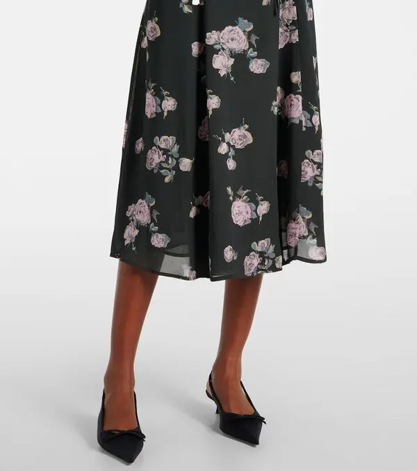 GANNI Floral Crepe Wrap Dress