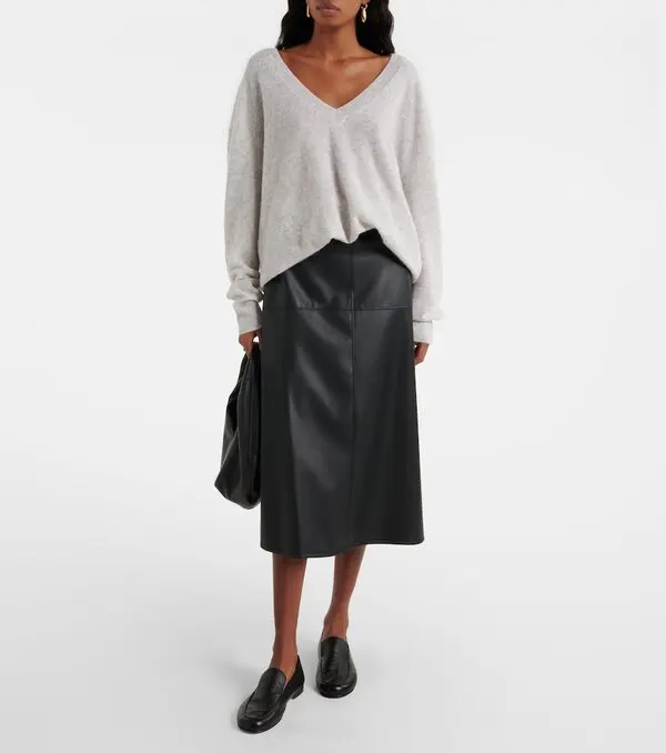 Max Mara Scilli Coated Jersey Midi Skirt