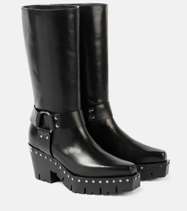 JIMMY CHOO Quinn 75 Studded Leather Biker Boots