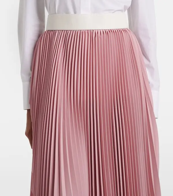 Stella McCartney Pleated Maxi Skirt With Leather Trim