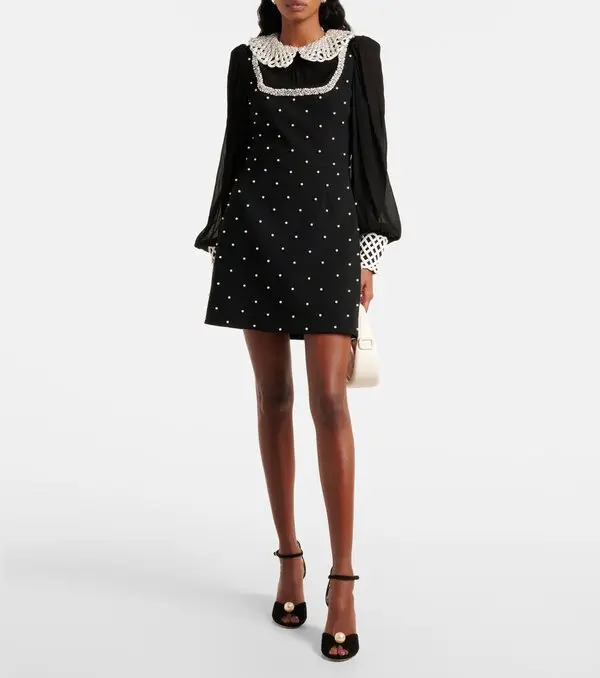 Rebecca Vallance Alivia Embellished Crepe Mini Dress