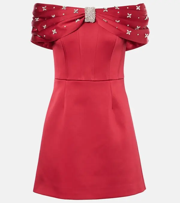 Rebecca Vallance Carmella Embellished Satin Mini Dress