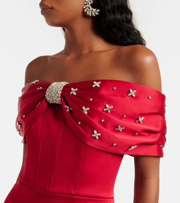 Rebecca Vallance Carmella Embellished Satin Mini Dress