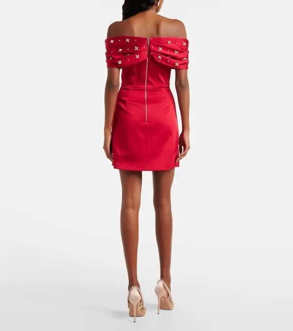 Rebecca Vallance Carmella Embellished Satin Mini Dress