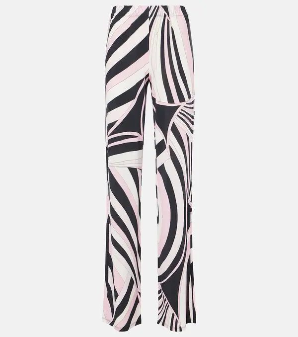 Emilio Pucci Iride Jersey Satin Straight Leg Trousers