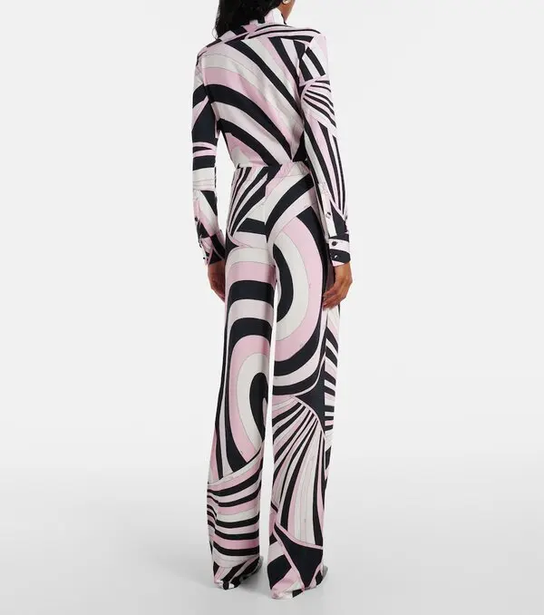 Emilio Pucci Iride Jersey Satin Straight Leg Trousers