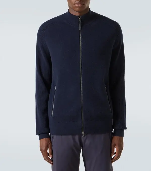 Bogner Dexter Zip-up Wool And Cashmere Sweater - Blue