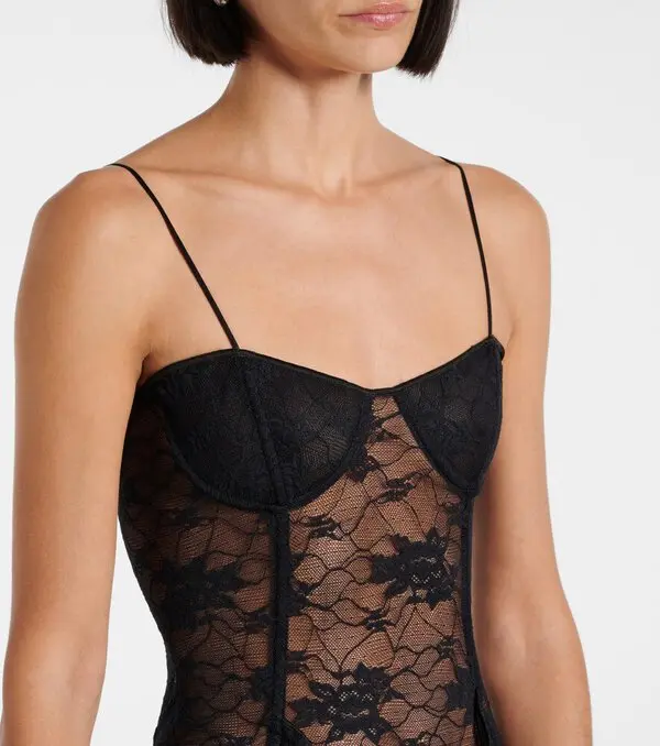 Oseree Ruffled Lace Mini Dress