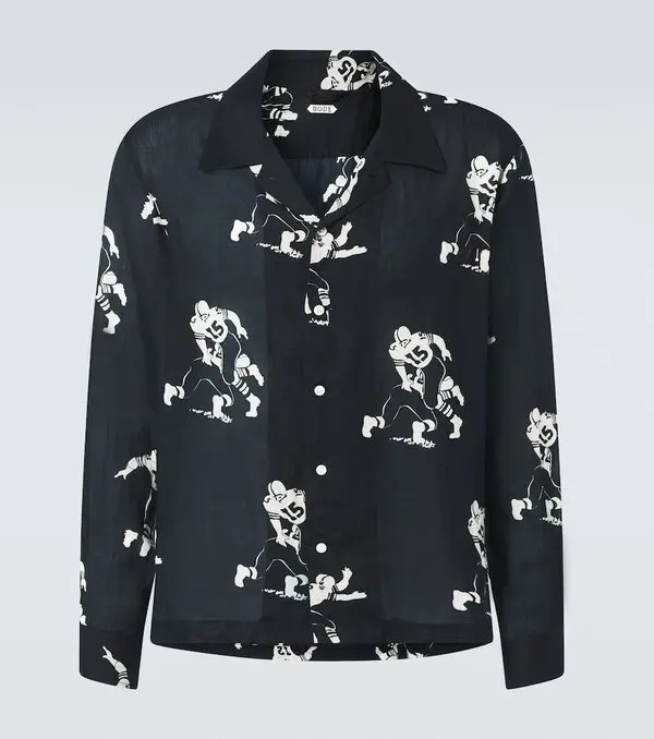 BODE Football Silhouette Printed Linen Shirt